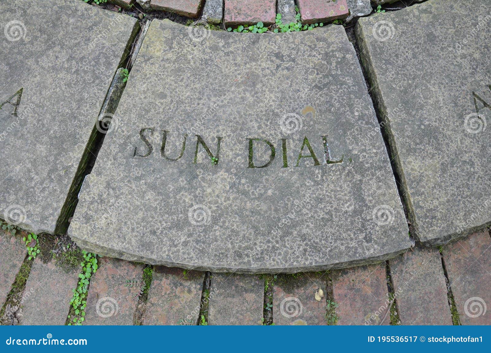 Grey Stone or Rock Tile Saying Sundial with Bricks Stock Image - Image ...