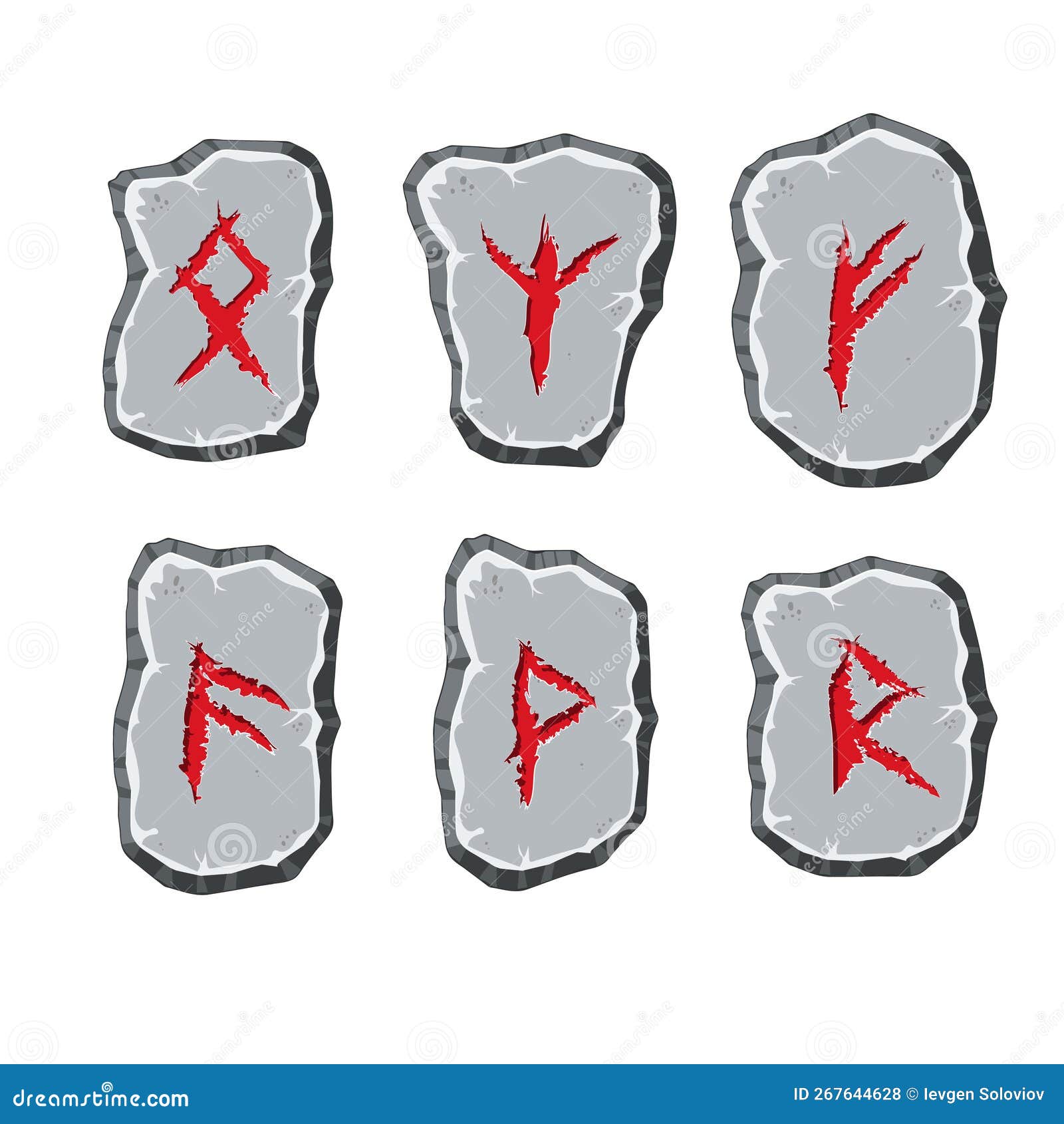 Grey stones red runic set stock vector. Illustration of structure ...