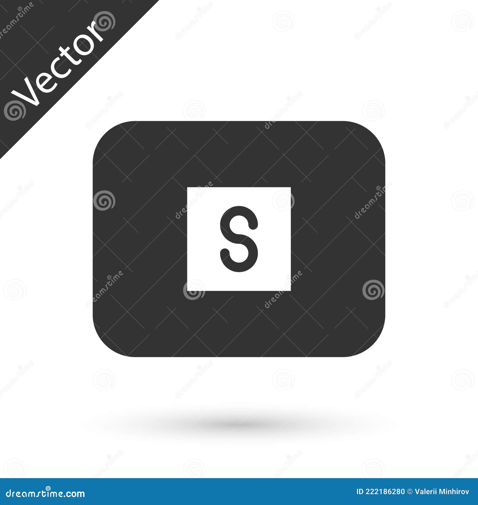 Grey Stop Media Button Icon Isolated on White Background. Vector Stock ...