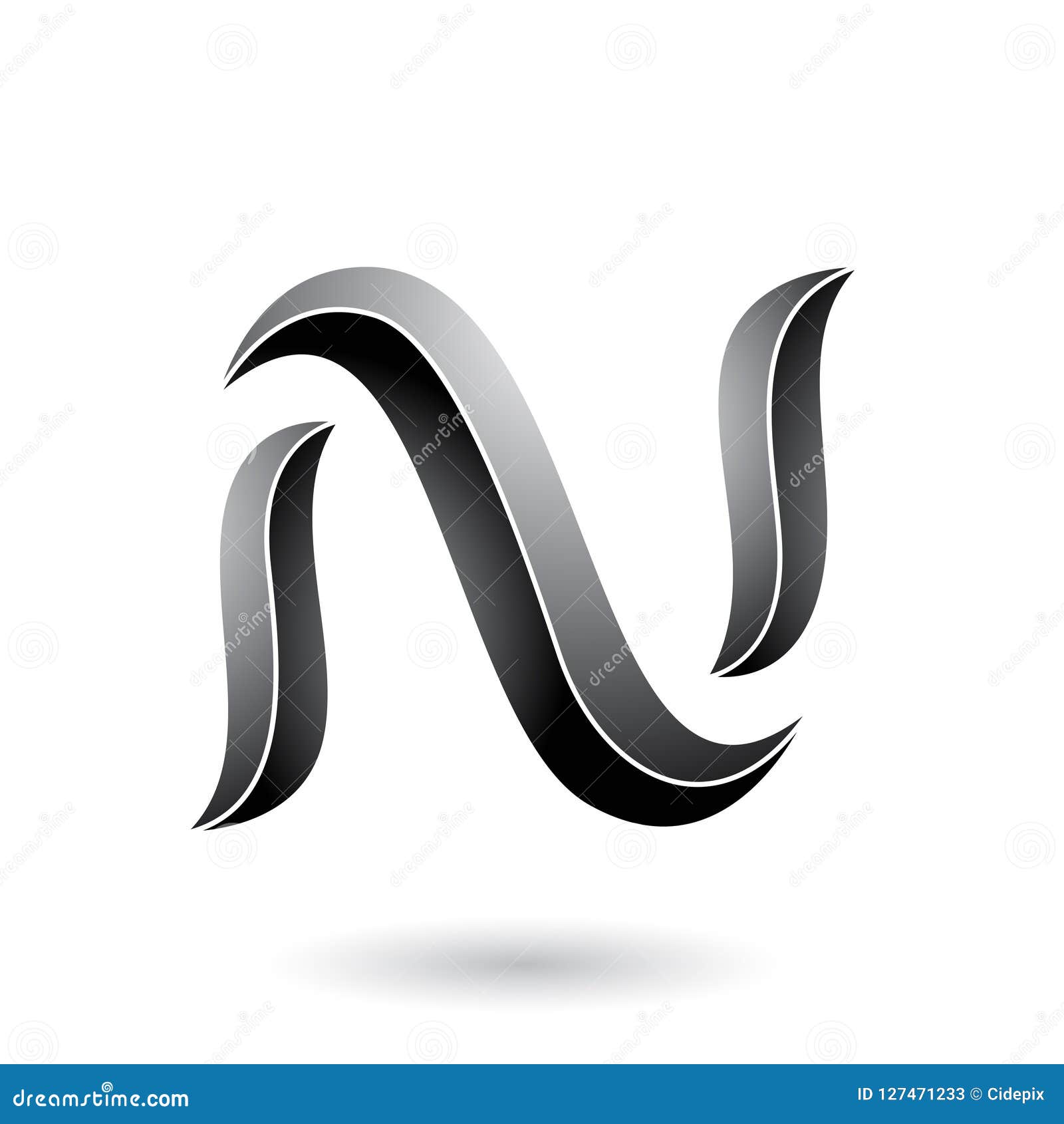 Grey Striped Snake Shaped Letter N Vector Illustration Stock Vector ...