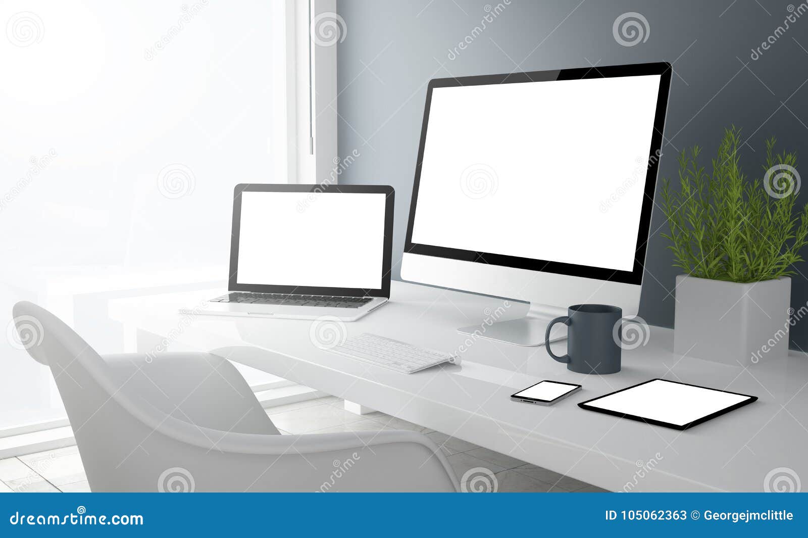 Grey Studio Devices with Blank Screen Stock Image - Image of screen ...