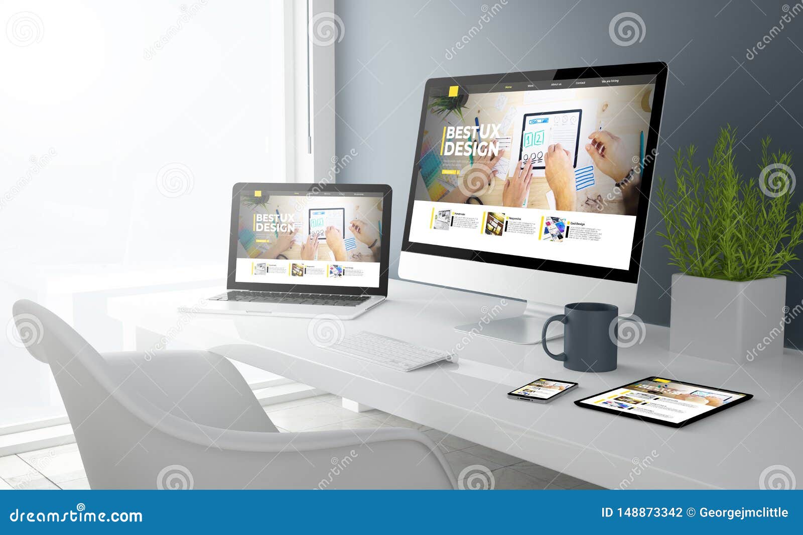Grey Studio Devices with Ux Design Website Stock Illustration ...