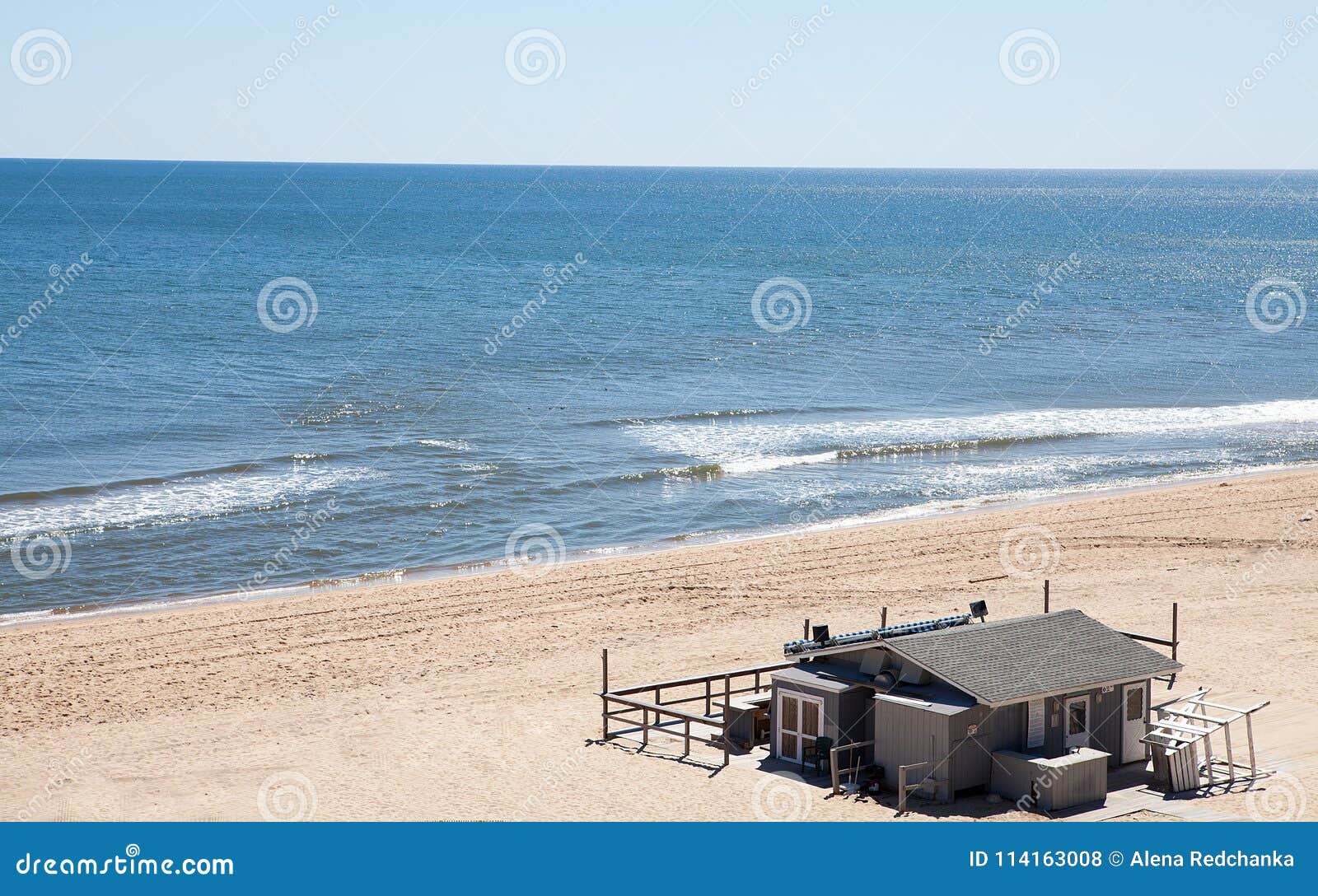 Grey Summer Beach House on the Beach, Long Island Stock Photo - Image ...