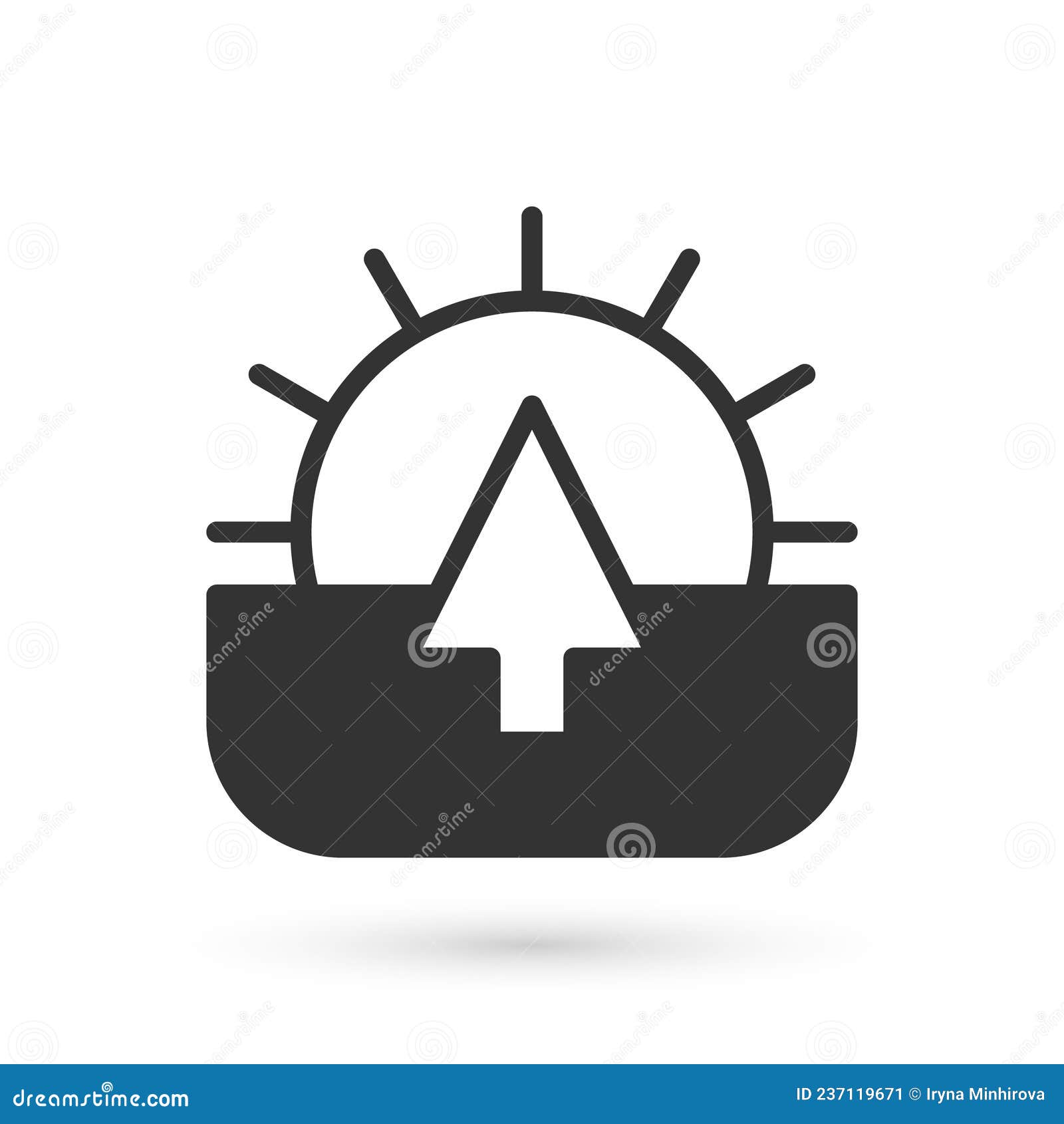 Grey Sunrise Icon Isolated on White Background. Vector Stock Vector ...