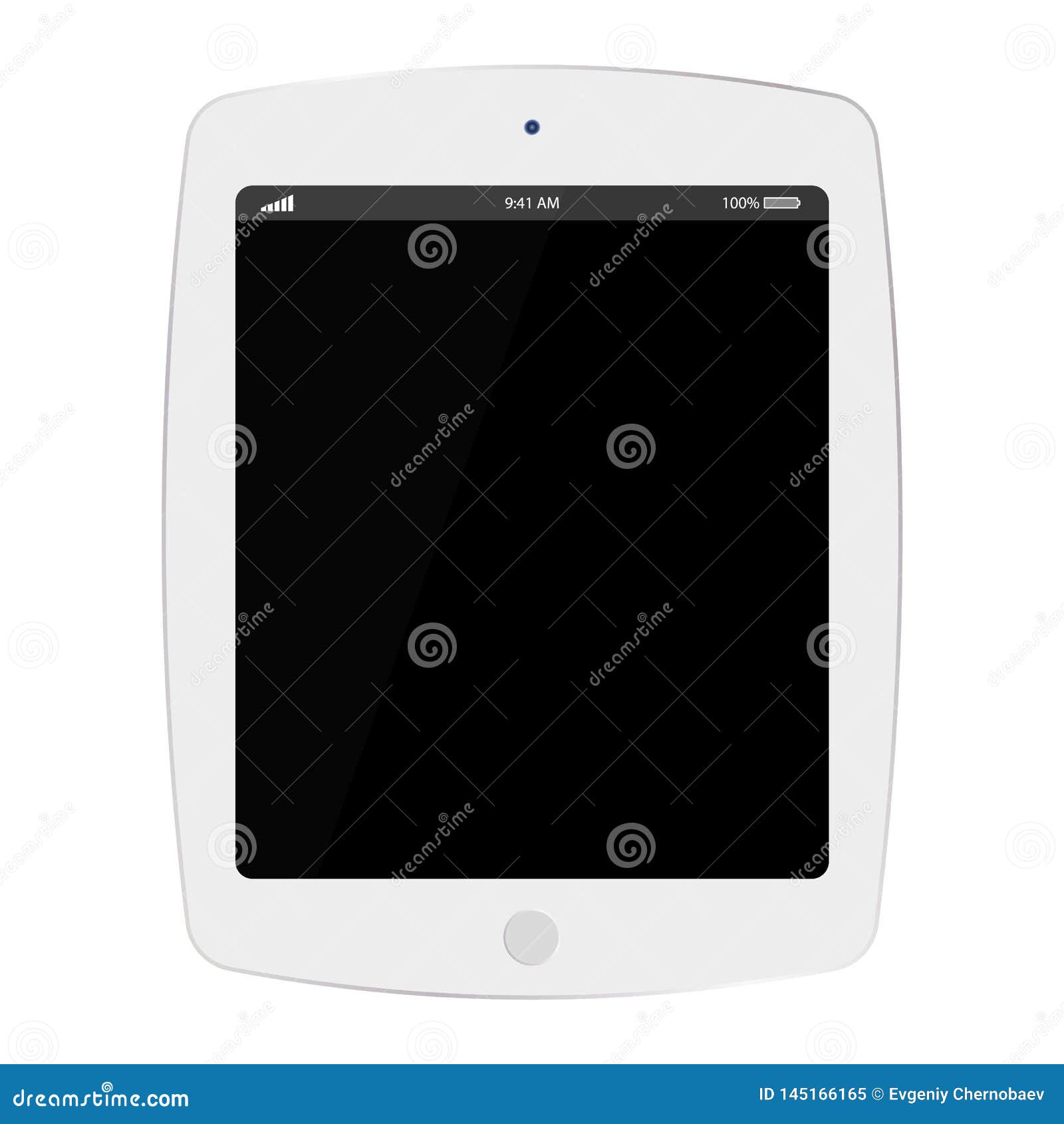 Grey Tablet with Black Screen on White Background. Tablet Kid Style ...
