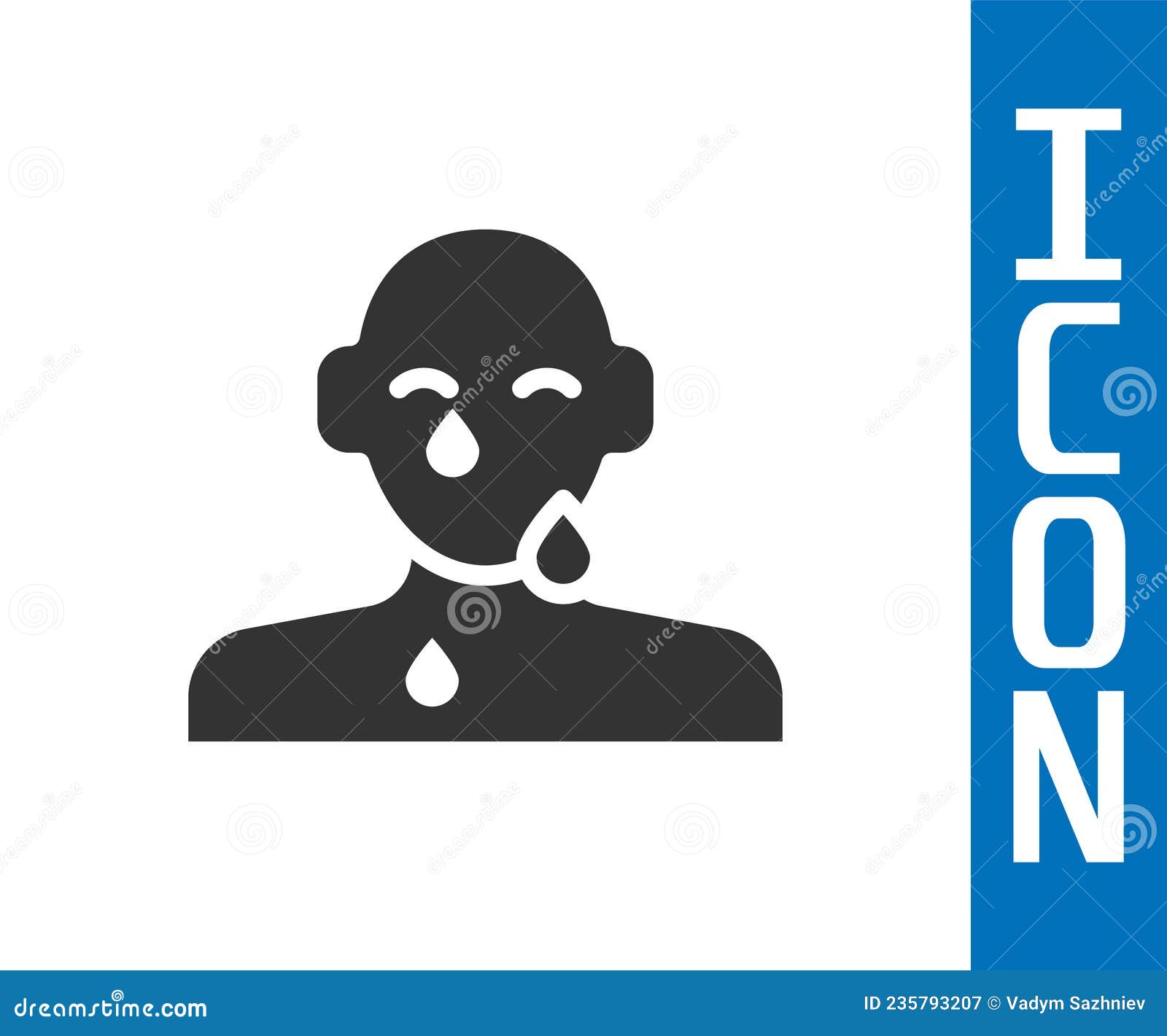 Grey Tear Cry Eye Icon Isolated on White Background. Vector Stock ...