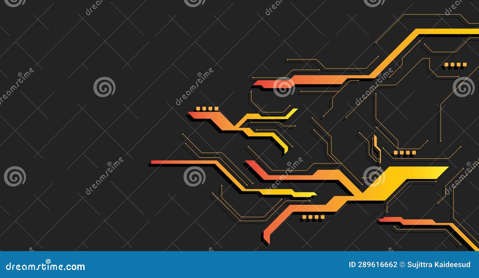 Grey Technology Background with Circuit Yellow Diagram Stock ...