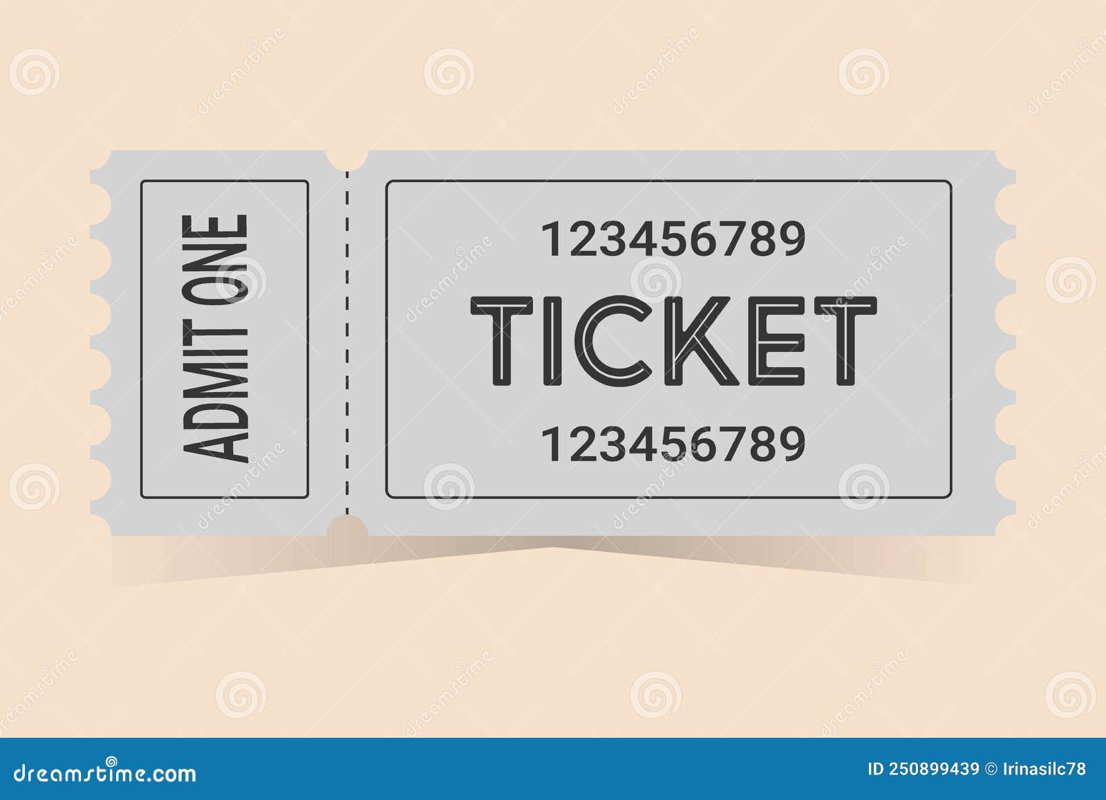 Grey Ticket for One Person on a Colored Background Stock Vector ...