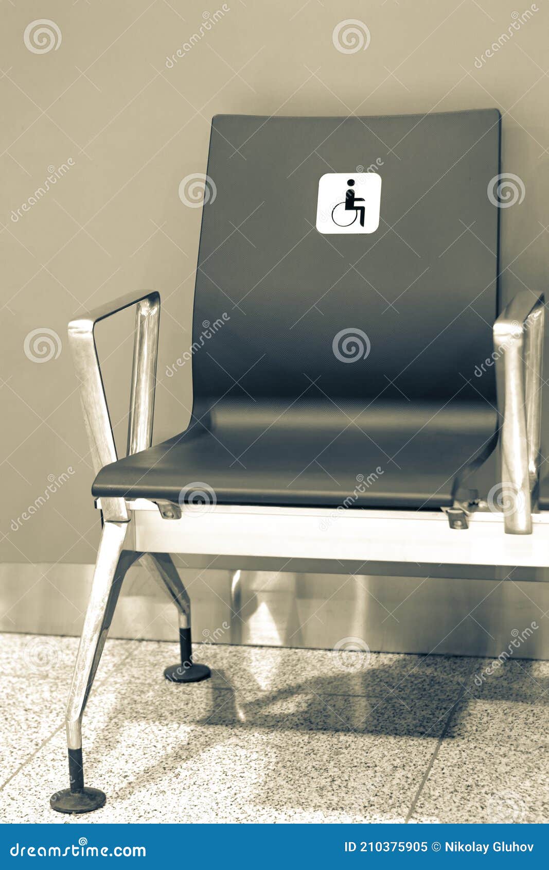 A Chair with a Badge is Disabled. Grey Toning, Front Side View Stock ...