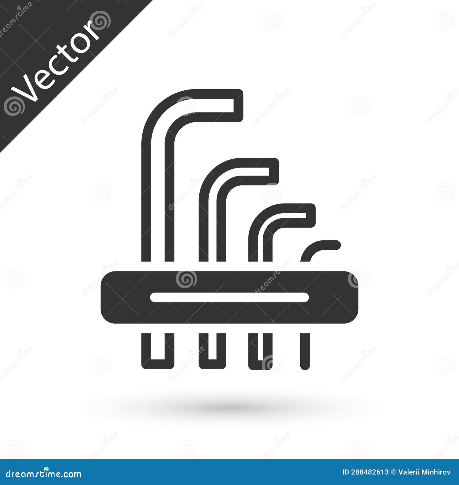 Grey Tool Allen Keys Icon Isolated on White Background. Vector Stock ...