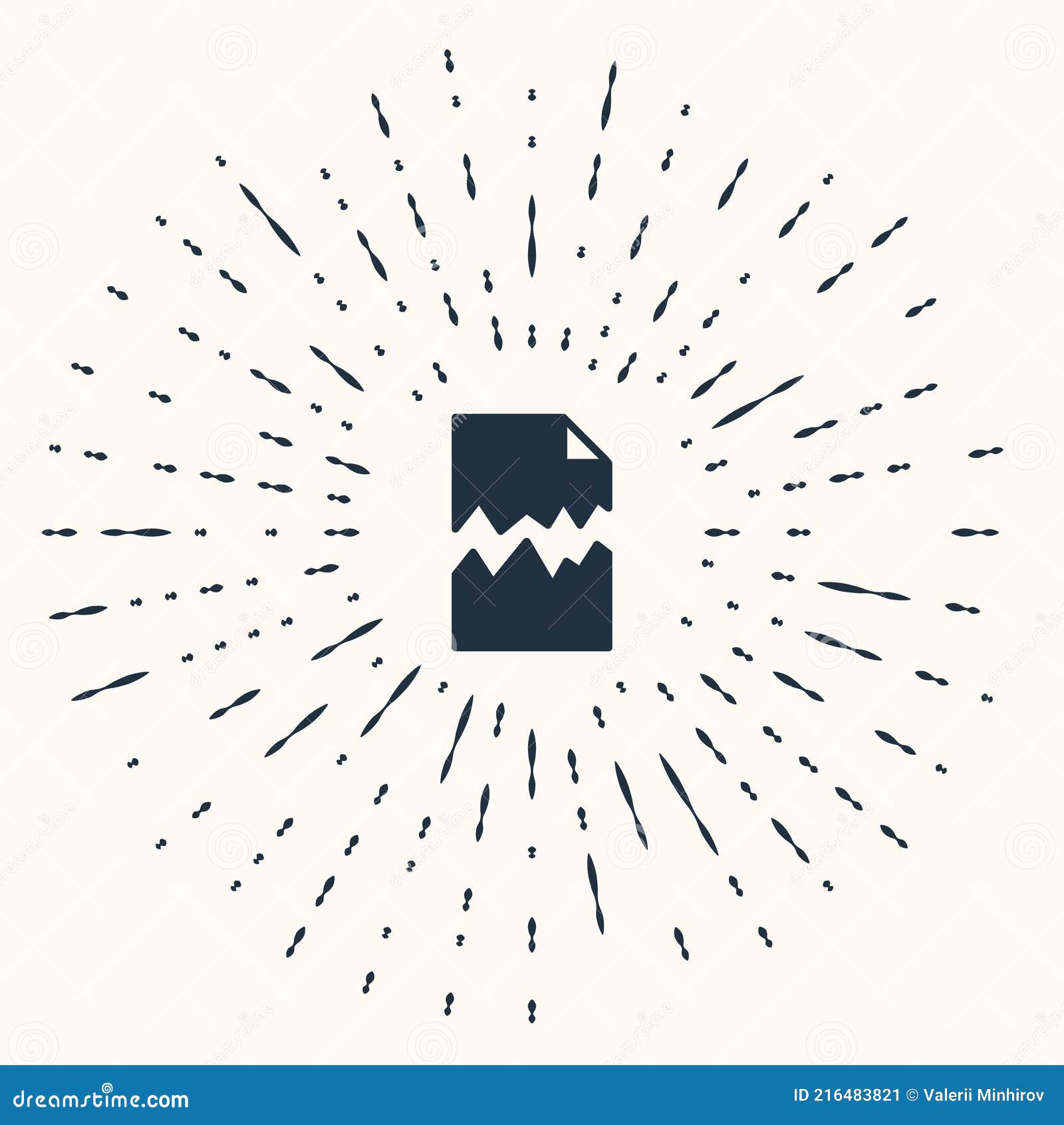 Grey Torn Document Icon Isolated on Beige Background. Abstract Circle ...