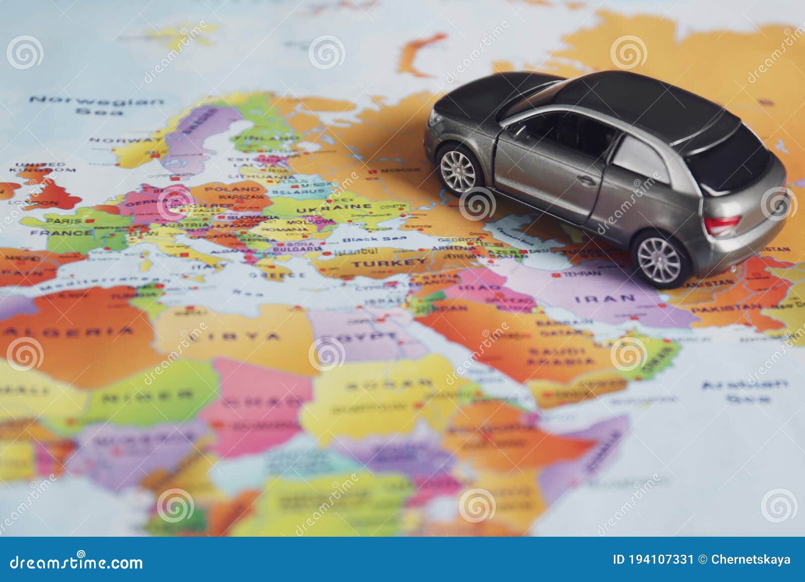 Toy Car on World Map. Trip Planning Stock Image - Image of destination ...