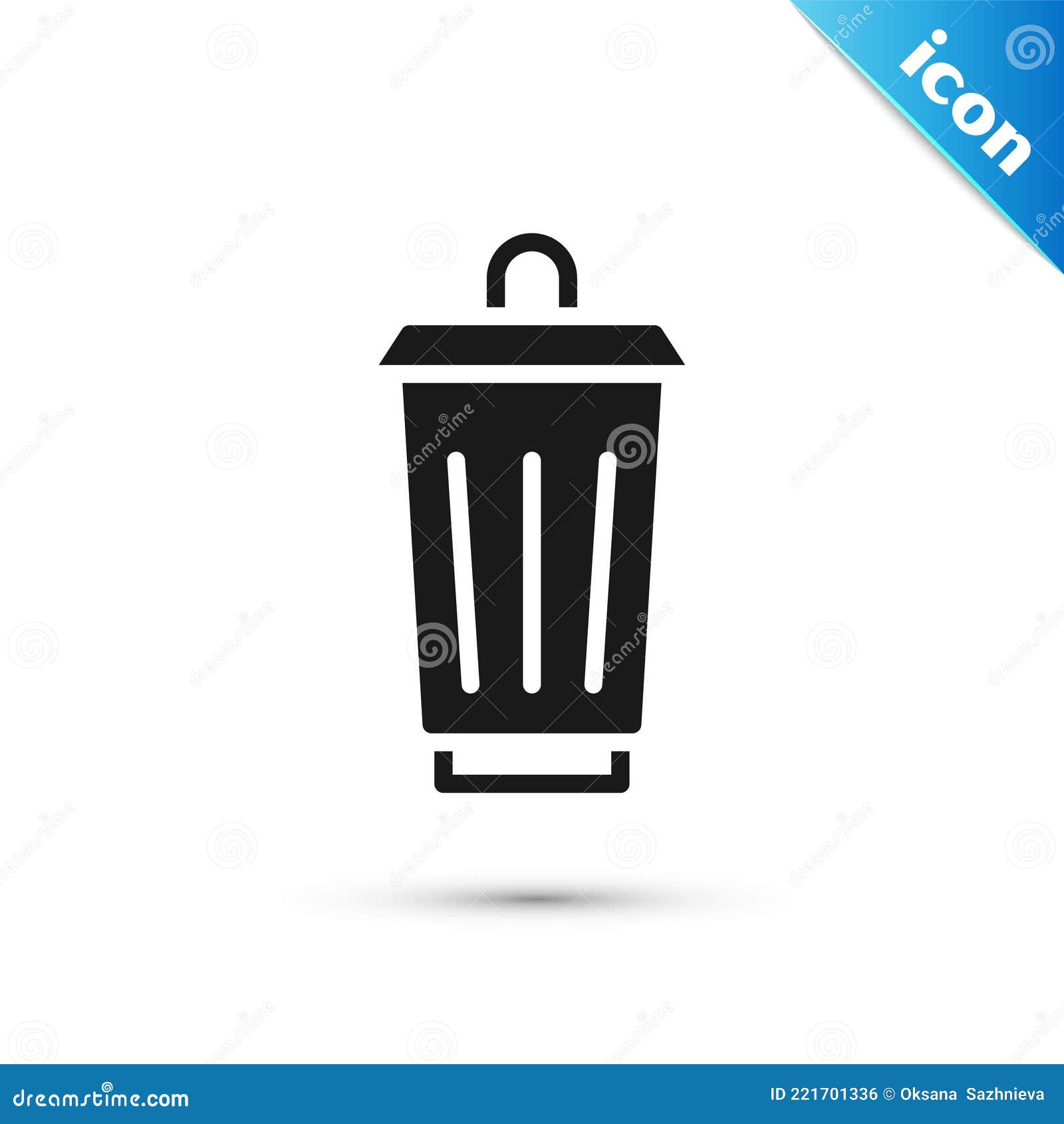 Grey Trash Can Icon Isolated on White Background. Garbage Bin Sign ...