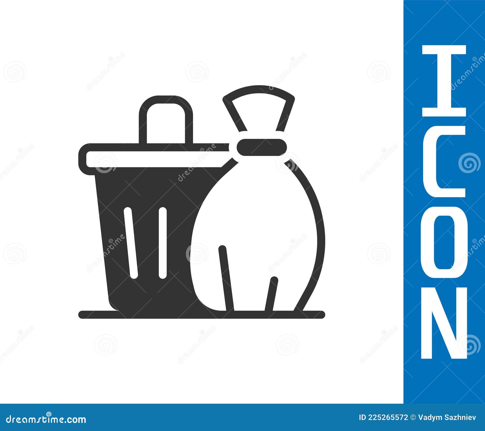Grey Trash Can Icon Isolated on White Background. Garbage Bin Sign ...