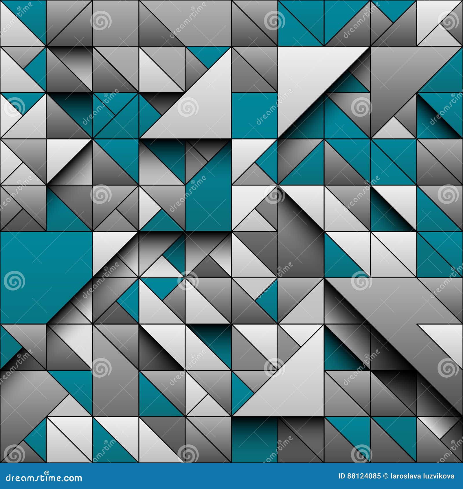 Grey and Turquoise Triangle Geometric Seamless Pattern Background. 3d ...