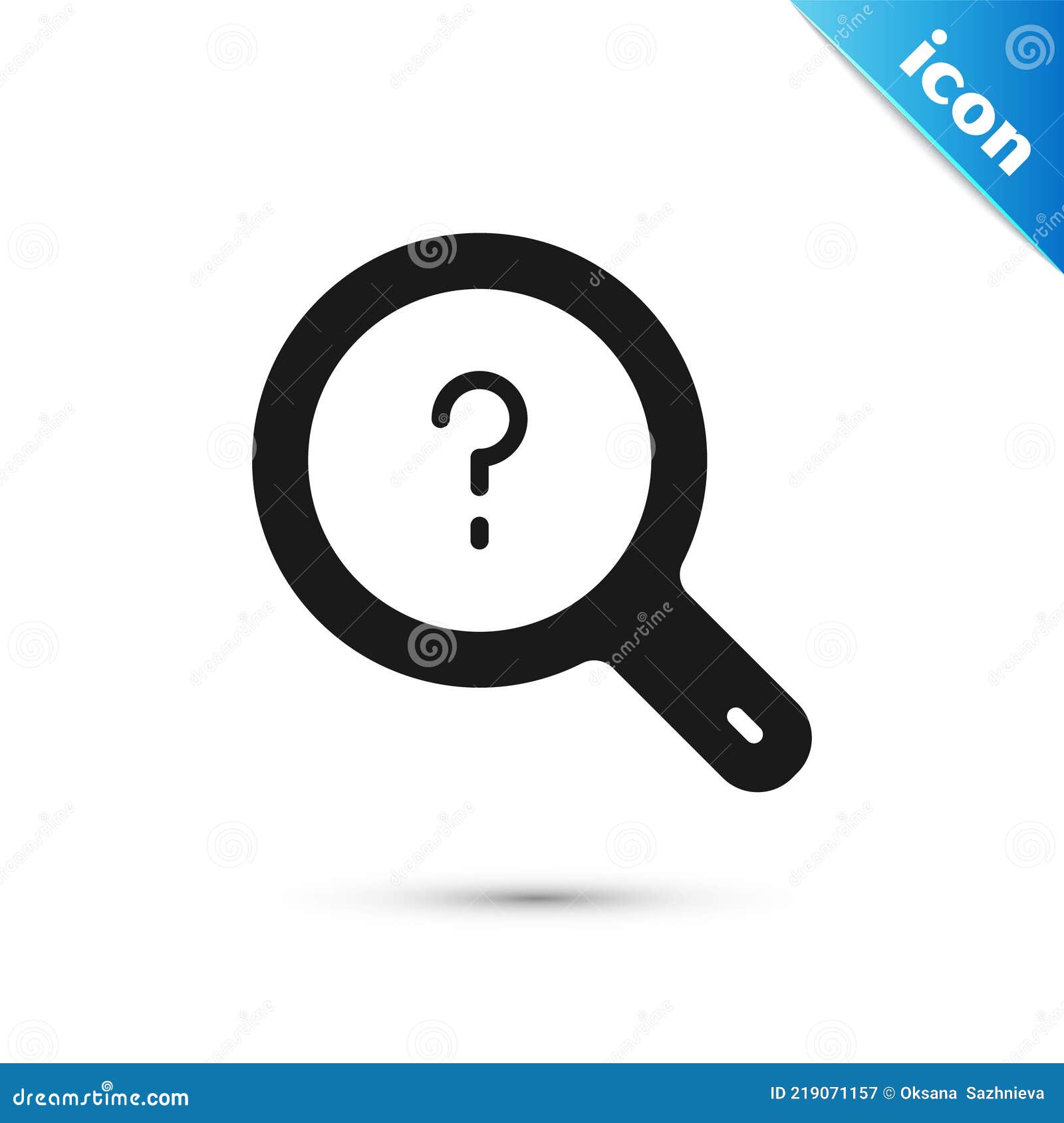Grey Unknown Search Icon Isolated on White Background. Magnifying Glass ...