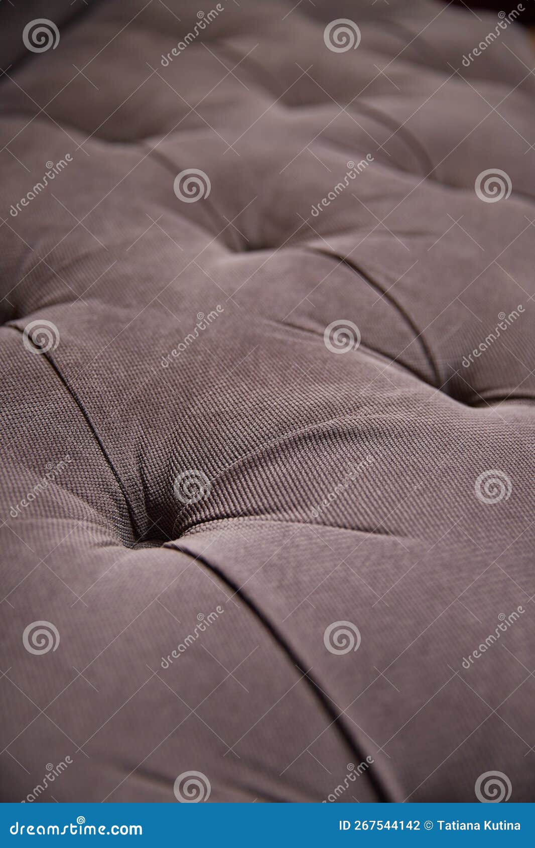 Grey Upholstery of a Very Soft Sofa with Buttons Made of Thick Fabric ...