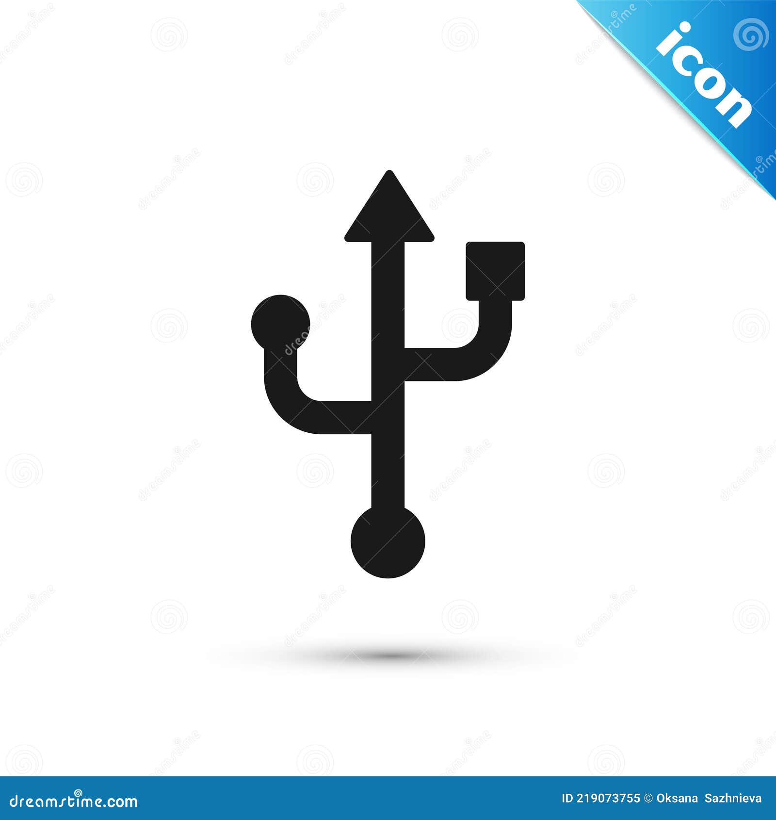 Grey USB Symbol Icon Isolated on White Background. Vector Stock Vector ...