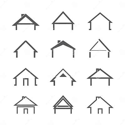 Grey Vector Houses. Vector Icons Stock Illustration - Illustration of ...