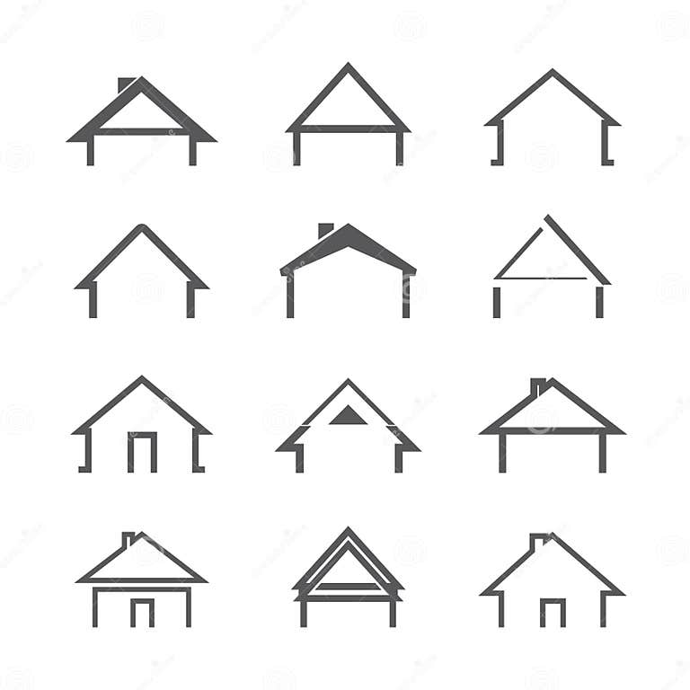Grey Vector Houses. Vector Icons Stock Illustration - Illustration of ...