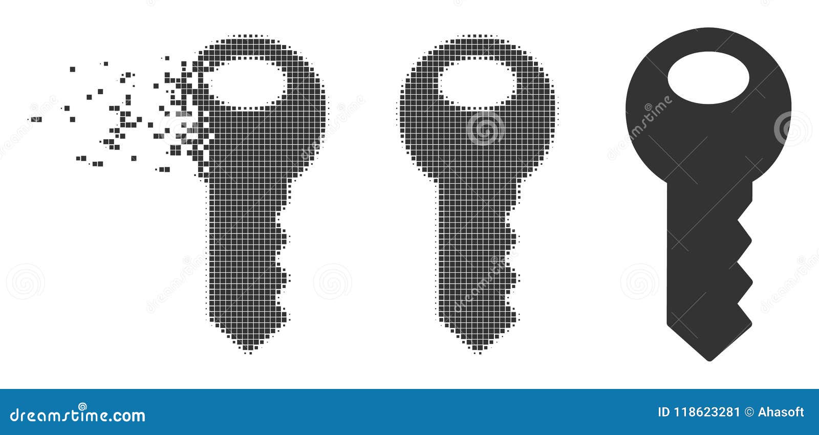 Fragmented Pixel Halftone Key Icon Stock Vector - Illustration of ...