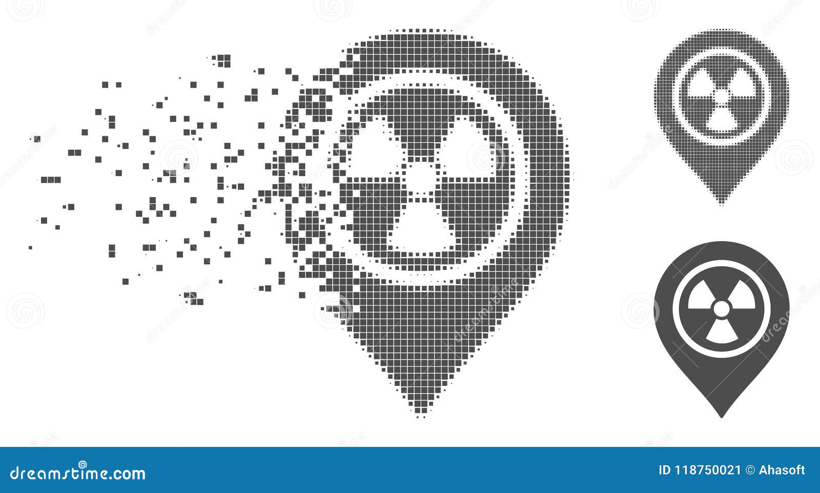 Shredded Pixel Halftone Radioactive Marker Icon Stock Vector ...