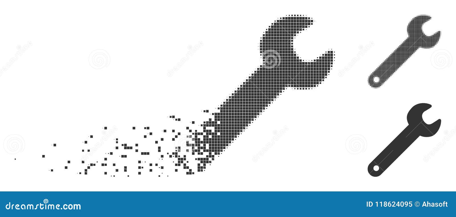 Dust Pixel Halftone Spanner Icon Stock Vector - Illustration of ...