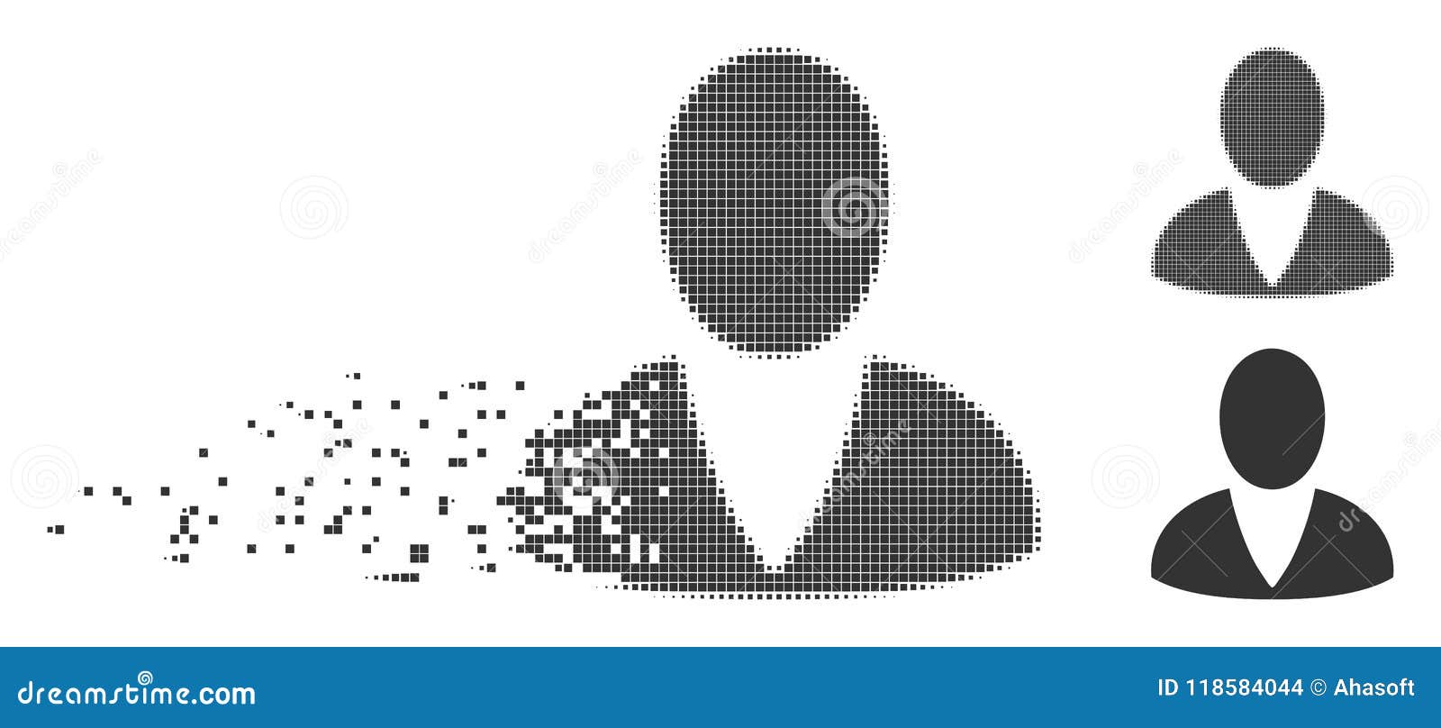 Destructed Pixel Halftone User Icon Stock Vector - Illustration of ...