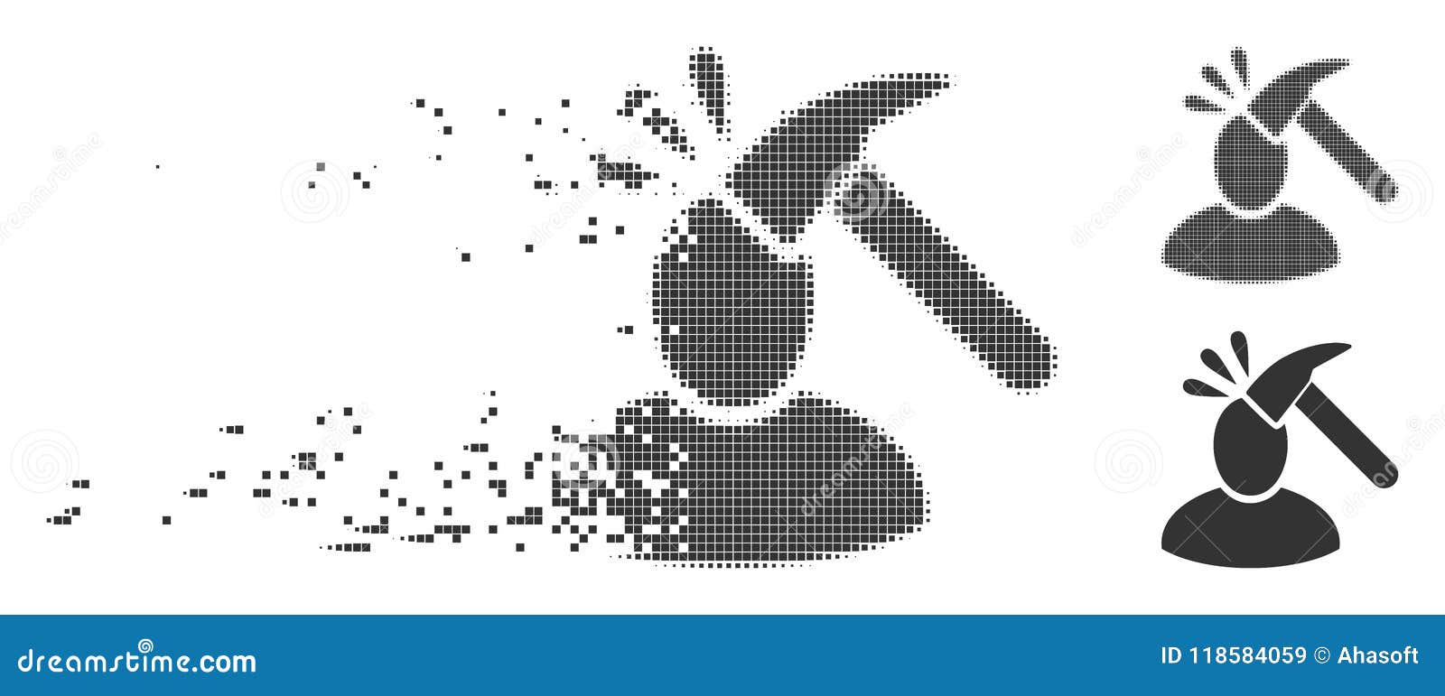 Damaged Pixel Halftone User Shock Icon Stock Vector - Illustration of ...