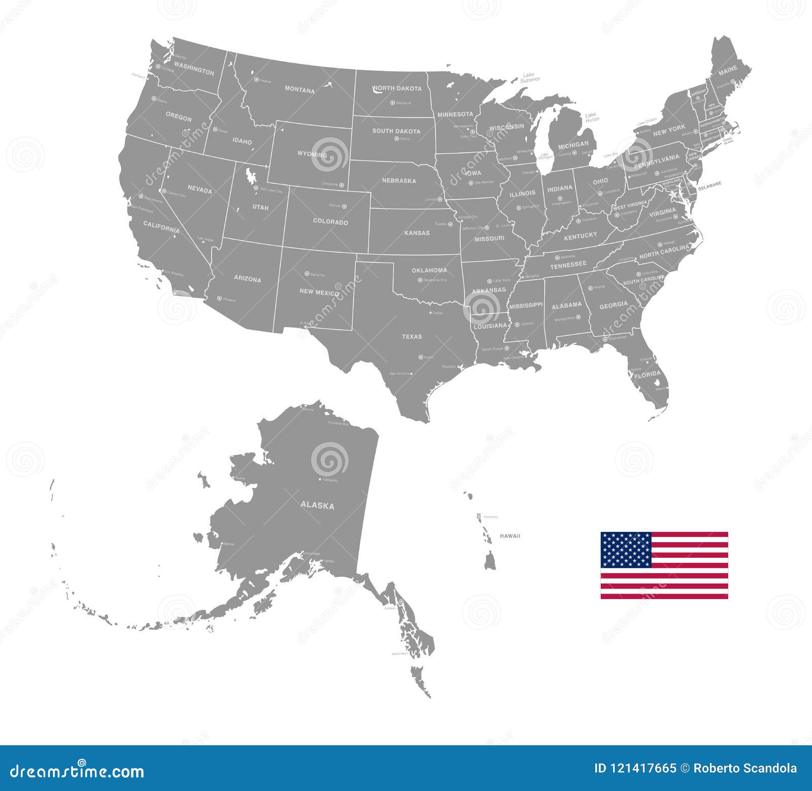 Grey Vetora Political Map Dos EUA Ilustração do Vetor - Ilustração de ...