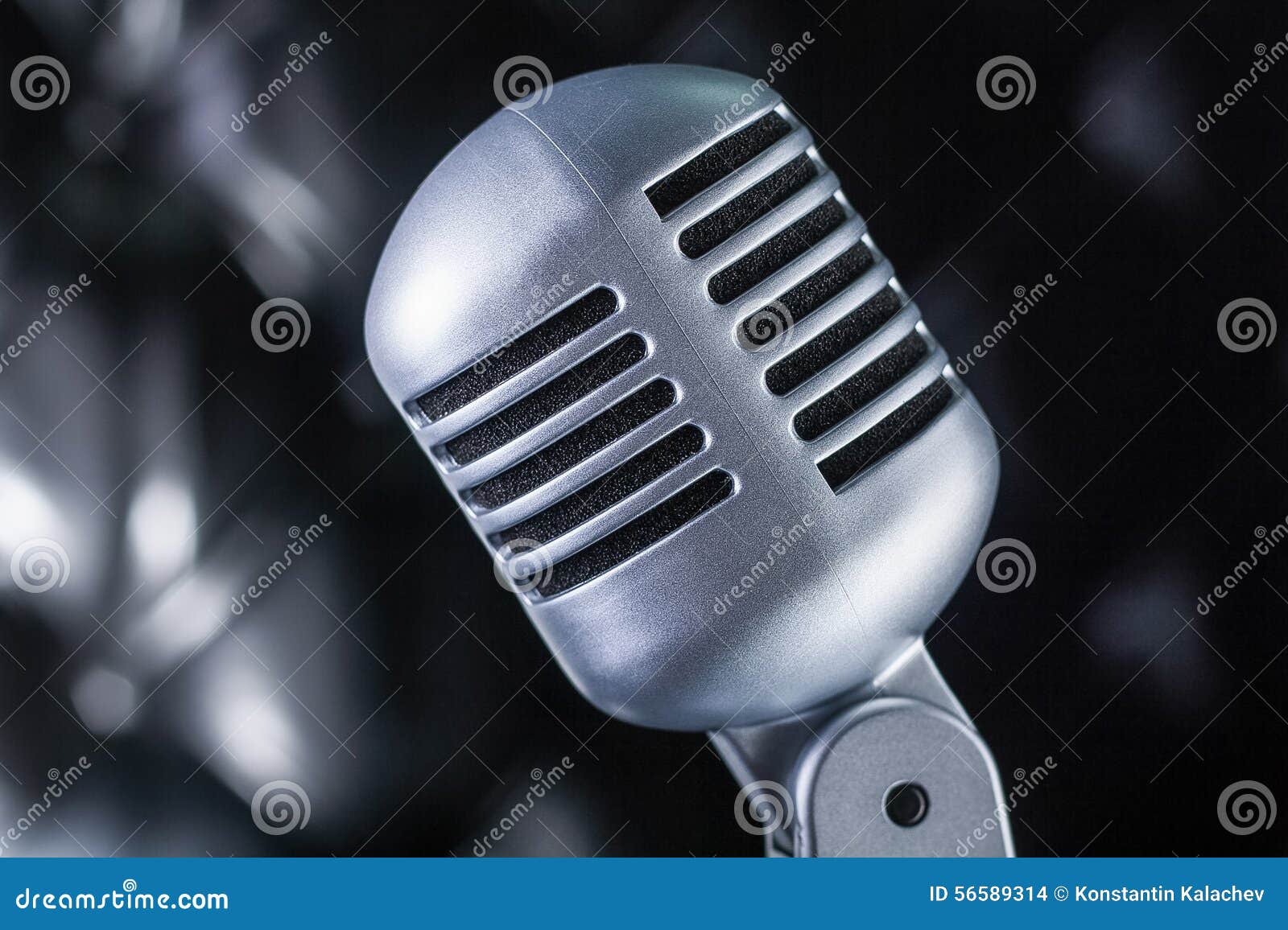 Grey Vintage Microphone on Black Background Stock Photo - Image of ...