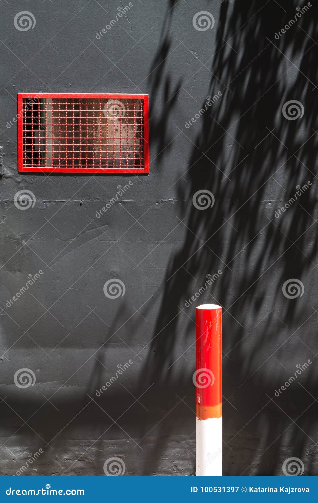 Grey Wall with a Red Vent Window Stock Image - Image of minimalistic ...