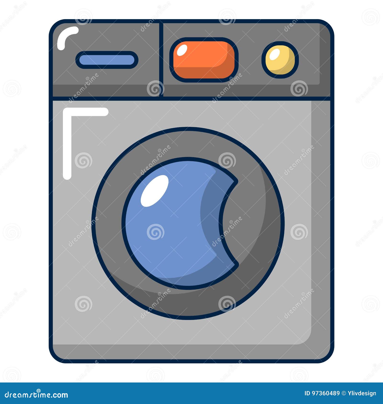 Grey Washing Machine Icon, Cartoon Style Stock Vector - Illustration of ...