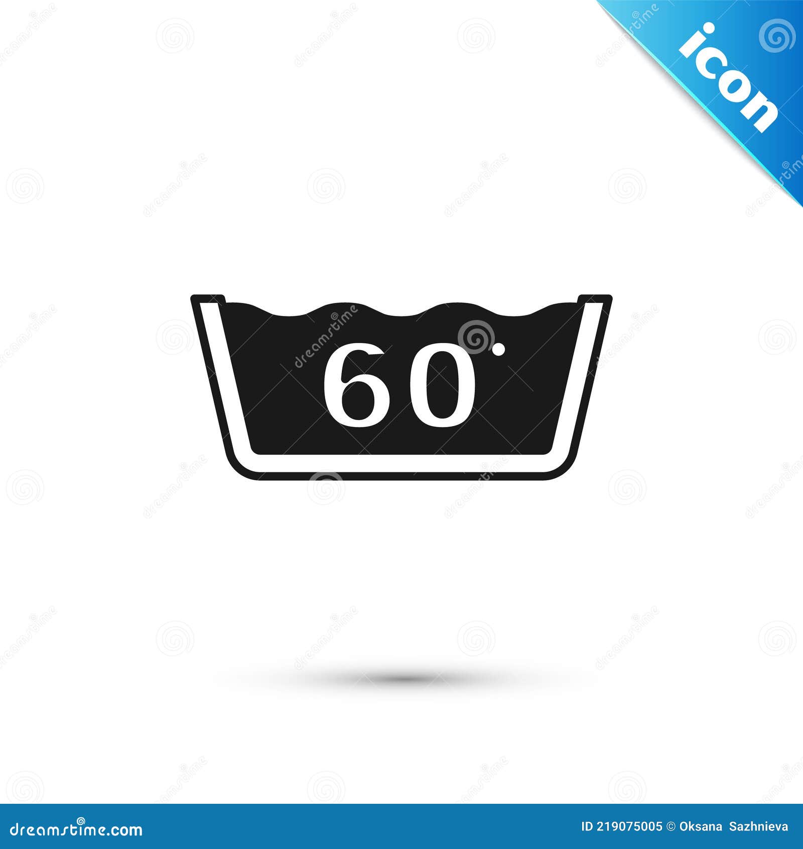 Grey Washing Under 60 Degrees Celsius Icon Isolated on White Background ...