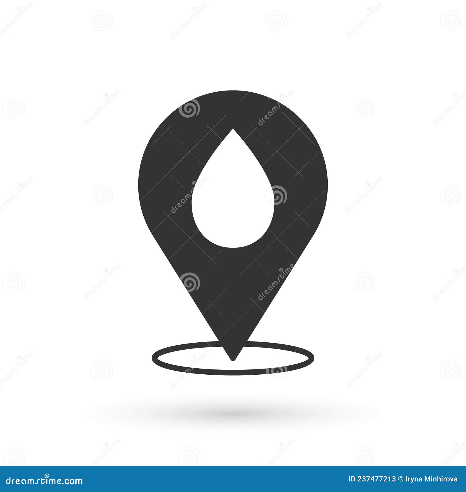 Grey Water Drop with Location Icon Isolated on White Background. Vector ...