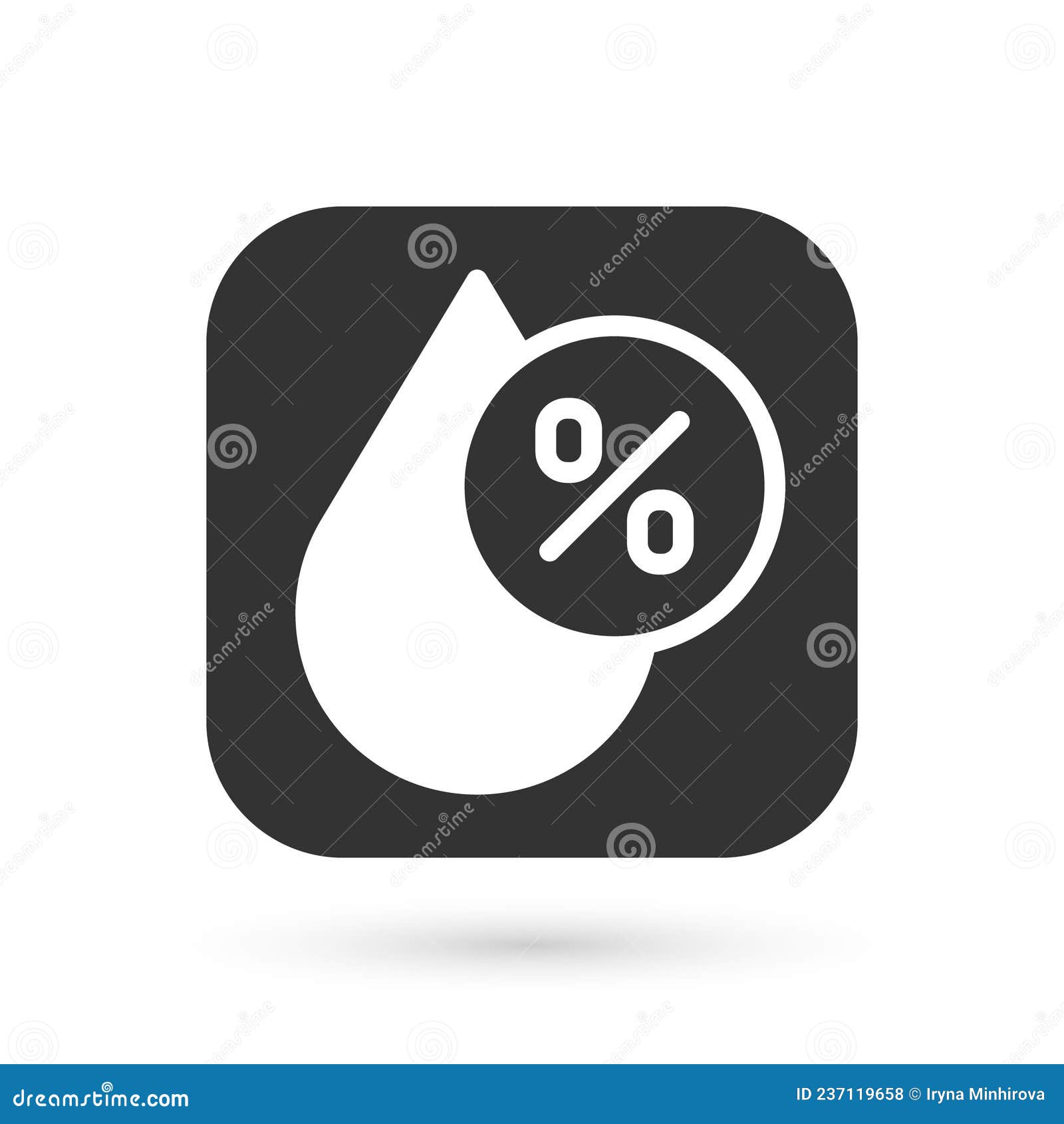 Grey Water Drop Percentage Icon Isolated on White Background. Humidity Analysis Stock Vector ...