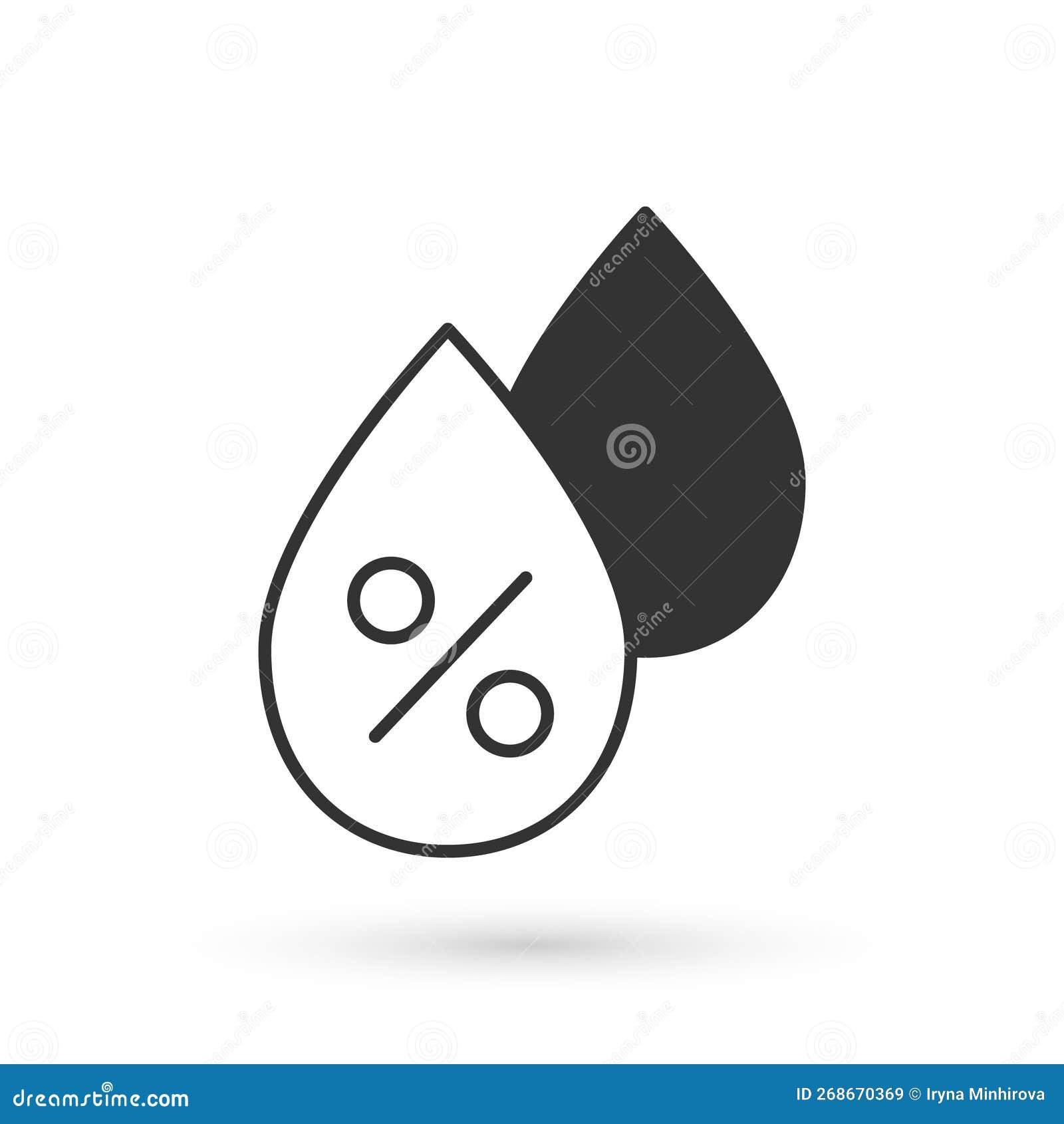 Grey Water Drop Percentage Icon Isolated on White Background. Humidity ...
