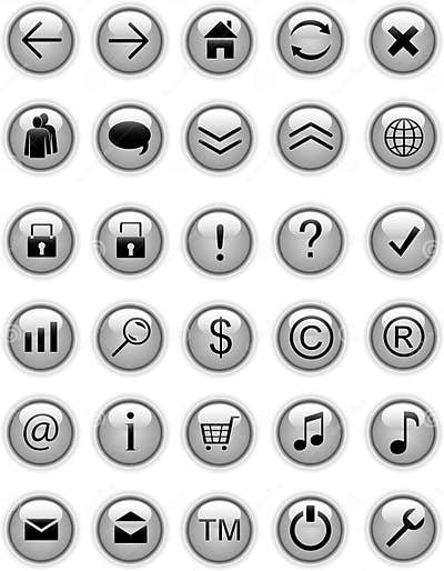 Grey web icons, buttons stock illustration. Illustration of file - 8239534