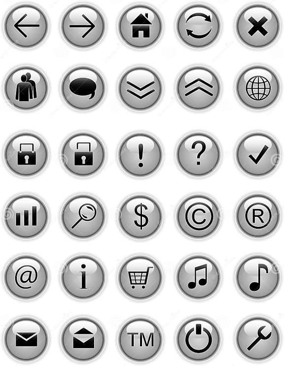 Grey web icons, buttons stock illustration. Illustration of file - 8239534
