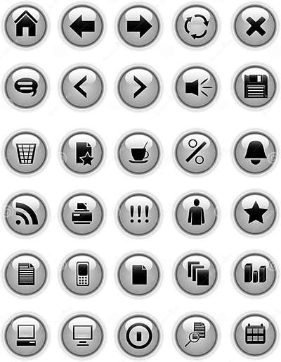 Grey web icons, buttons stock illustration. Illustration of internet ...