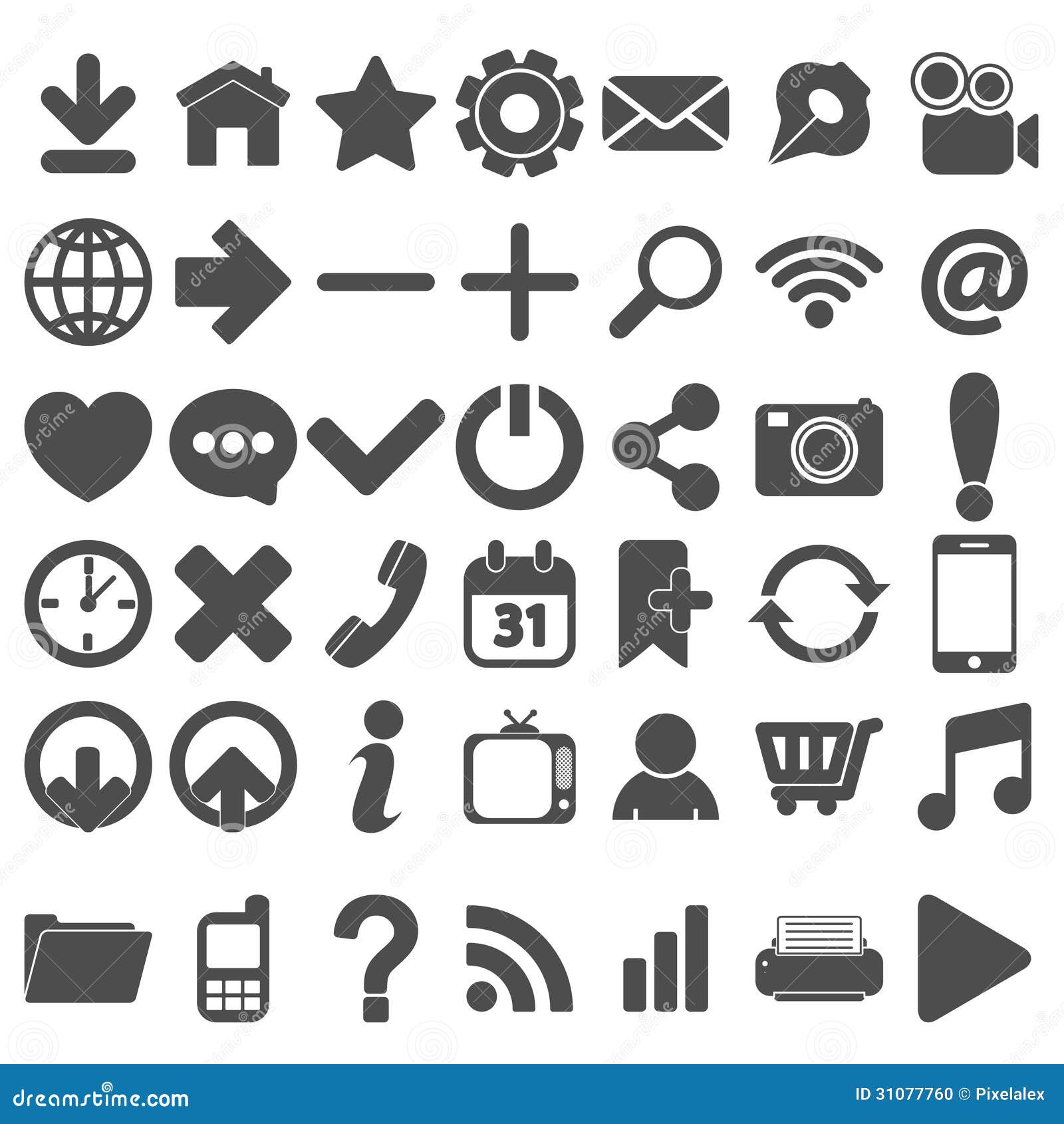 Grey Web Icons Set En Blanco Ilustración del Vector - Ilustración de ...