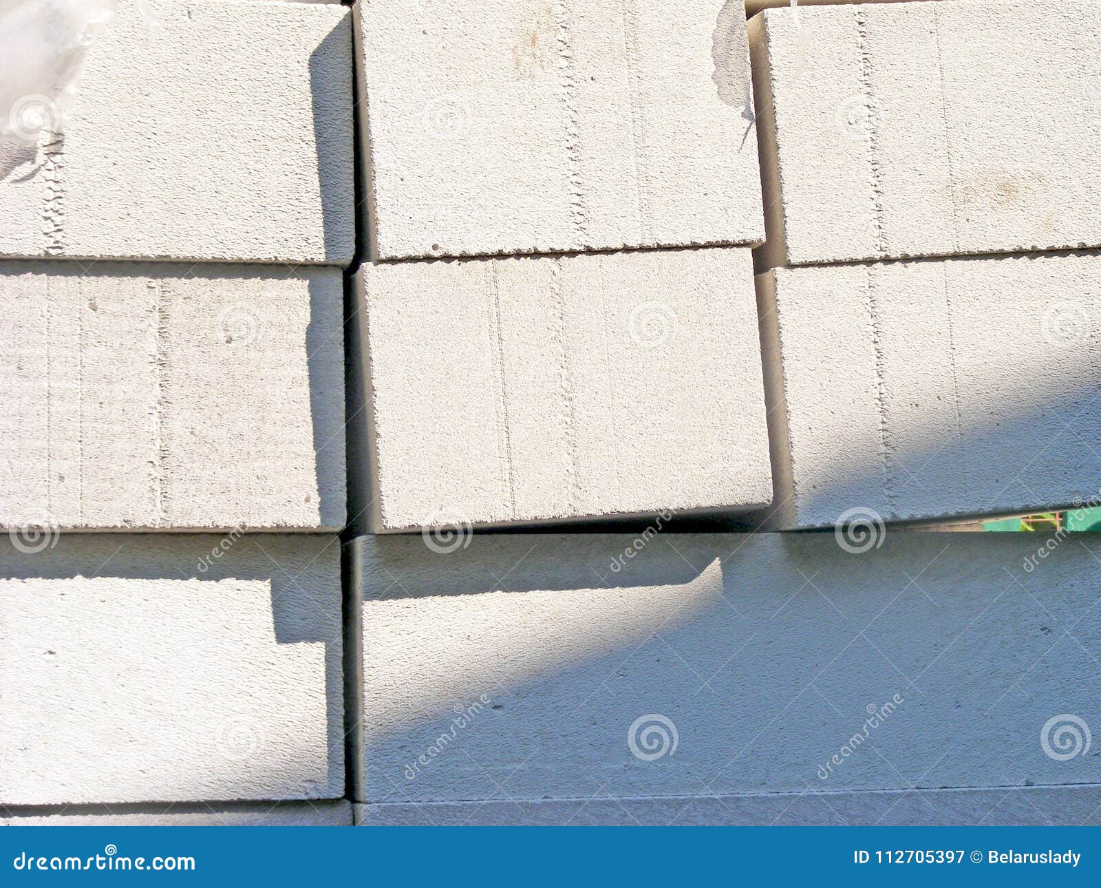 Breeze Block Wall Construction With String Line And Cement Mixer ...