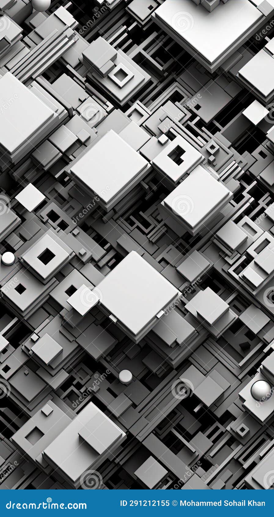 Grey and White 3d Random Blocks Geometric Shapes Contemporary ...