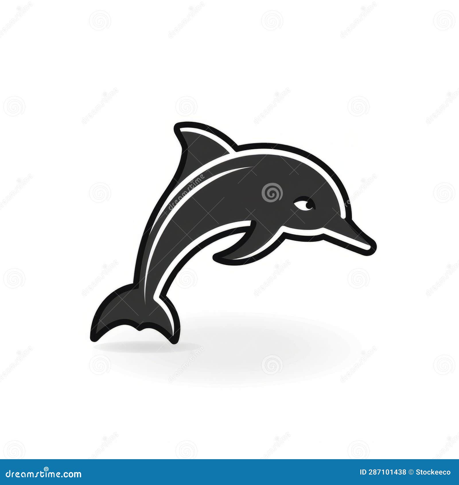 Minimalistic Dolphin Icon with High-contrast Shading Stock Illustration ...