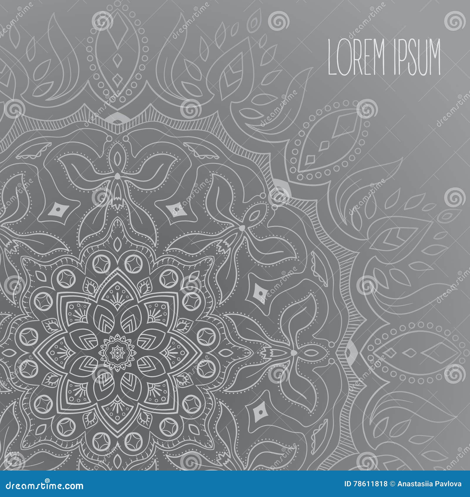 Grey and White Mandala Postcard Stock Vector - Illustration of abstract ...