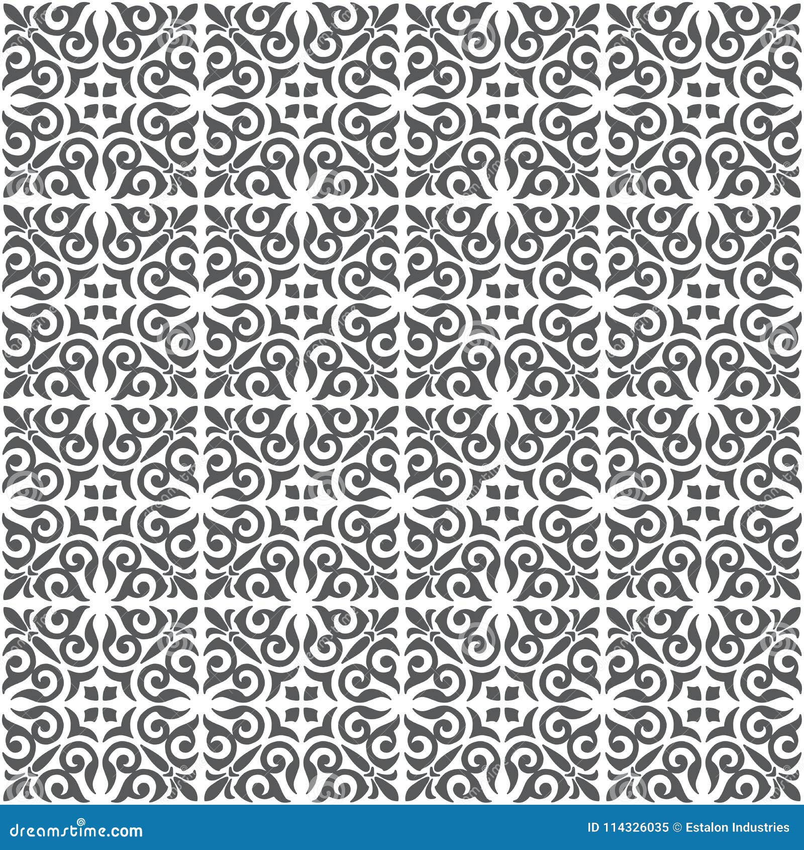 Grey on White Ornamental Scroll Seamless Repeat Pattern Background ...