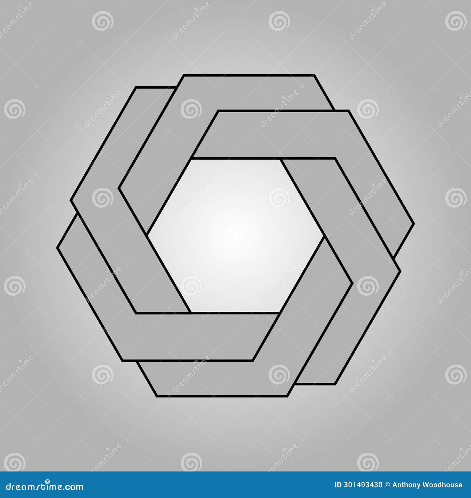 Grey and White Vector Graphic of Overlapping Chevrons Forming a Wrapped ...