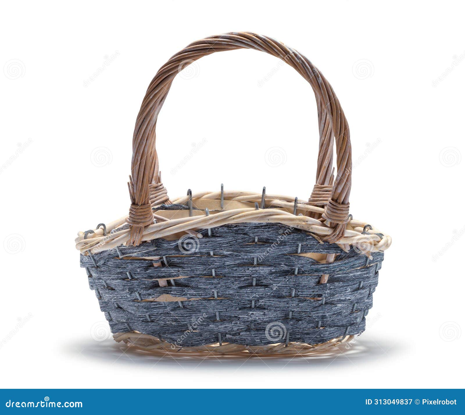 Grey Wicker Basket stock image. Image of view, easter - 313049837