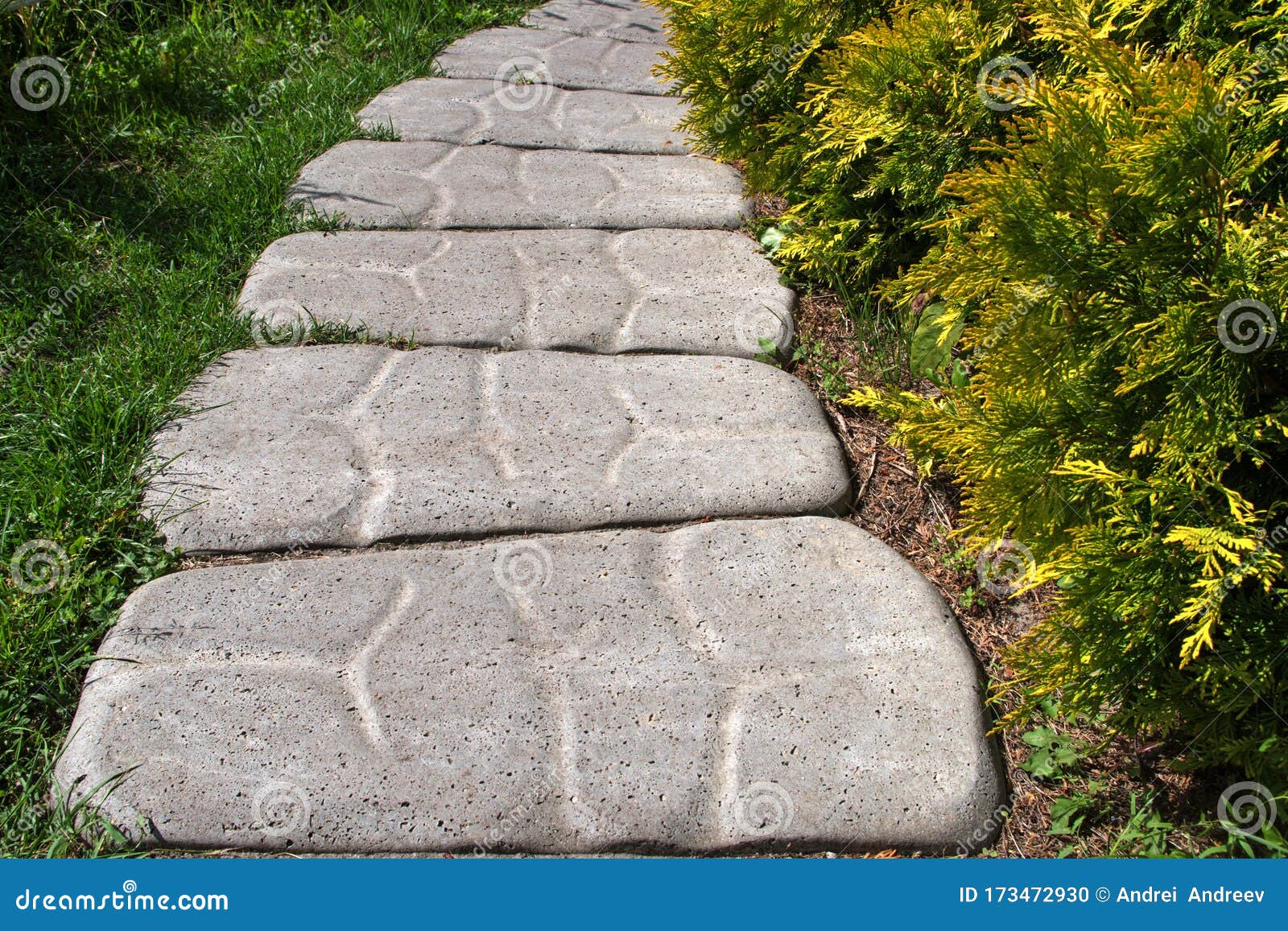Grey Wide Path or Trail of the Embossed Patterned Shaped Concrete Slabs ...