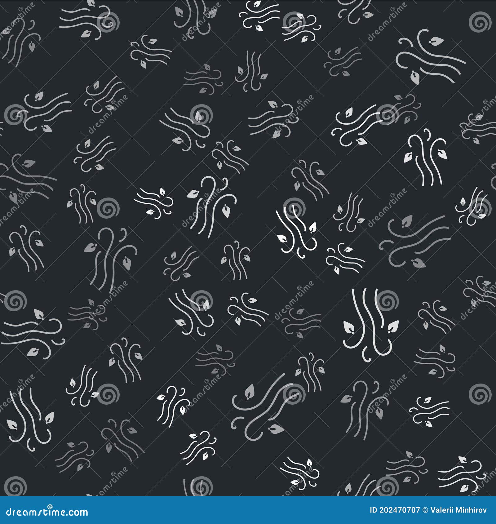 Grey Wind Icon Isolated Seamless Pattern on Black Background. Windy ...